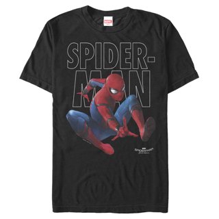 Spider-Man (Marvel Comics) Mens T-Shirt - Comic Style Crouch Jumping ...
