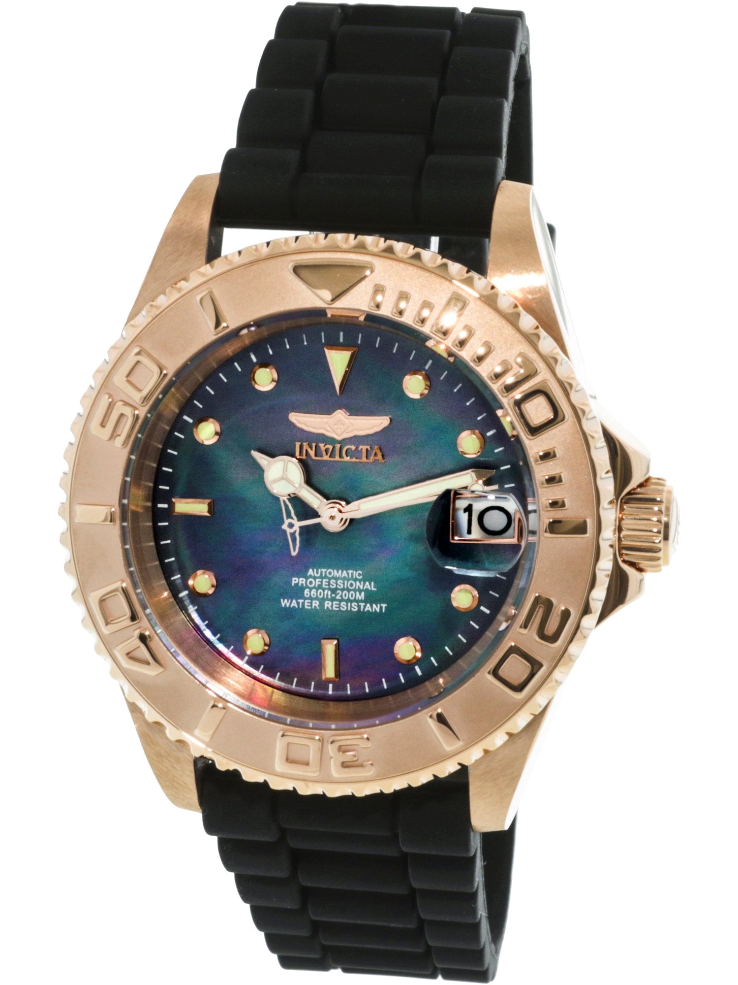 Invicta Men's Pro Diver 23715 Rose-Gold Silicone Automatic Diving Watch ...