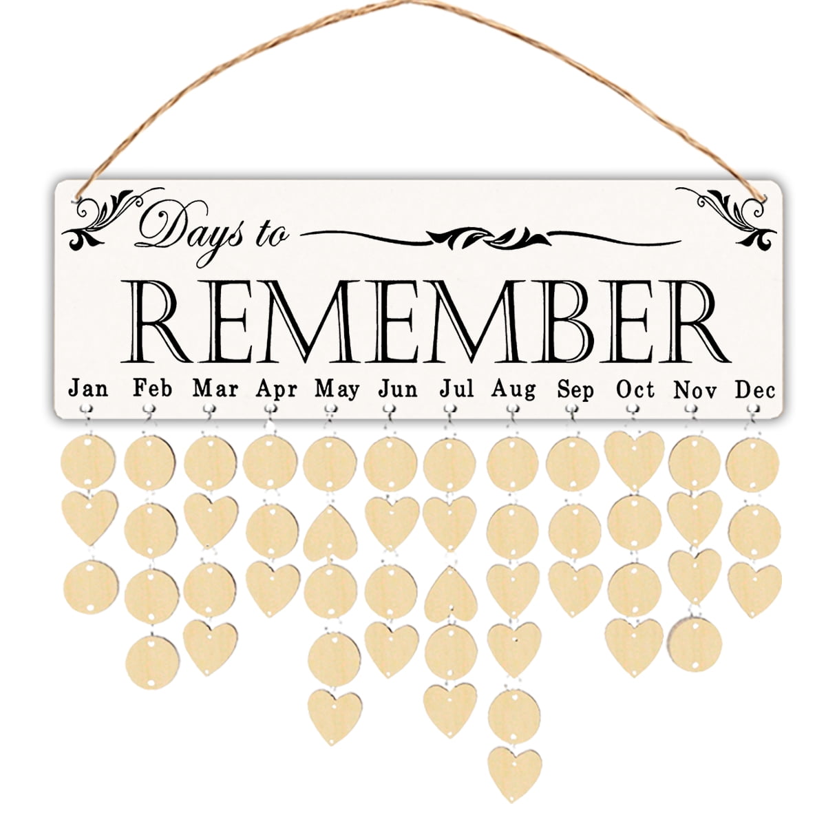 NUOLUX Special Days Calendar Set Wooden Hanging Plaque DIY Wood Slices ...