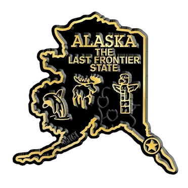 Alaska State Map and Landmarks Collage Fridge Collectible Souvenir ...