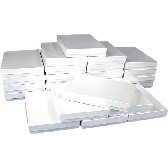 25 White Swirl Cotton Boxes Necklace Jewelry Gift Box Displays 7 1/8 ...