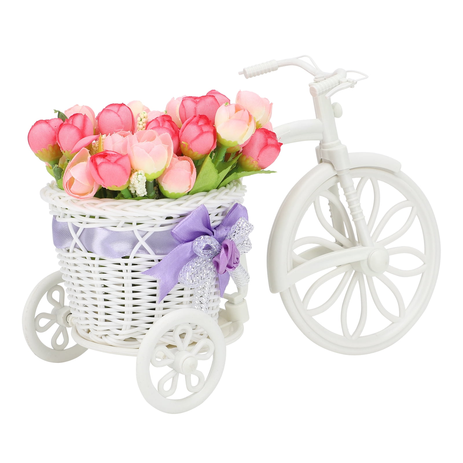 Mini Tricycle with Artificial Flower Rattan Bicycle Plastic Floral Fake ...