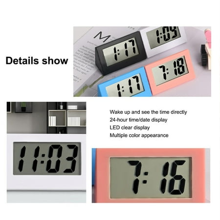 Mini Clock LED Screen Bedside 24H Cordless Electronic Digital ...