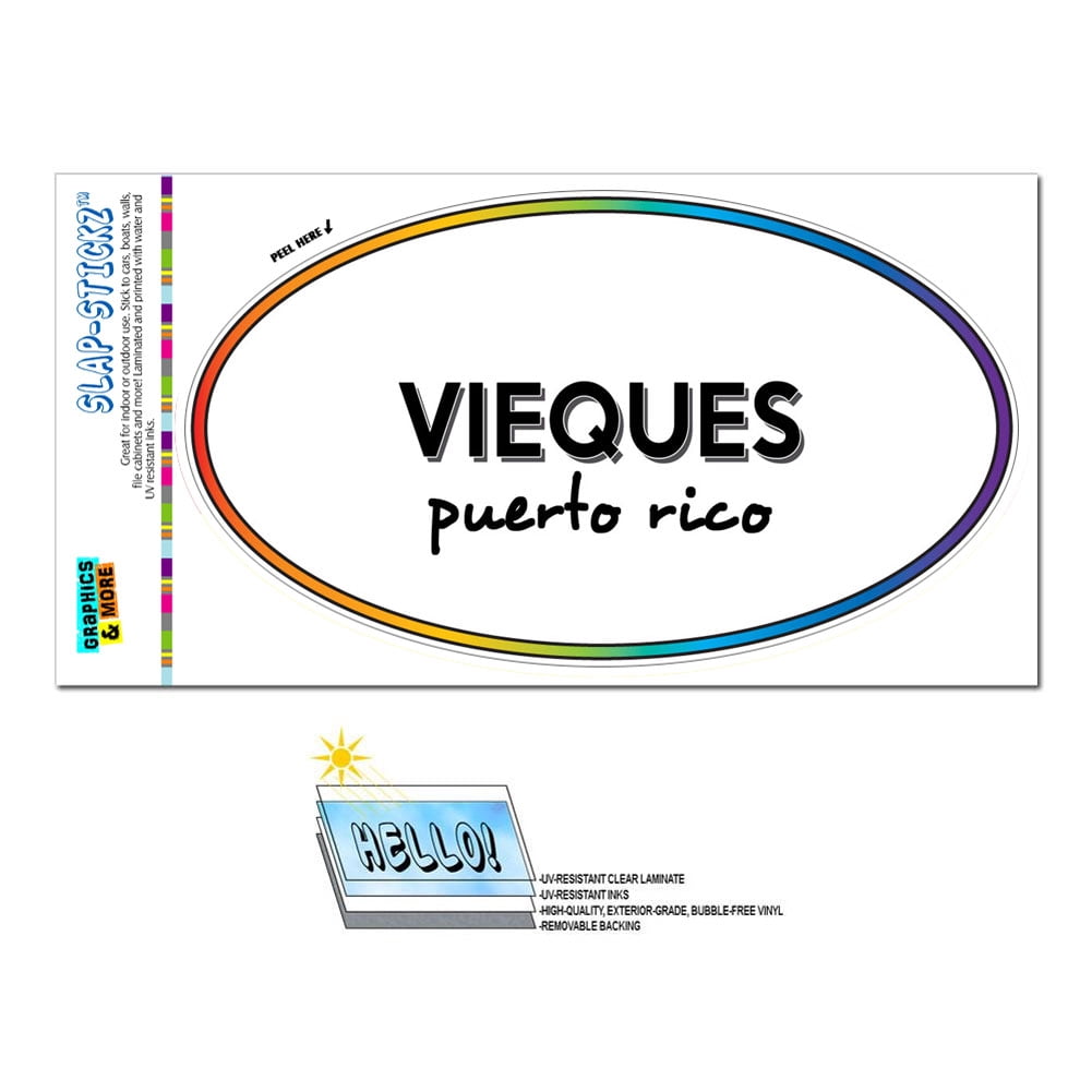 Vieques, PR - Puerto Rico - Rainbow - City State - Oval Laminated ...