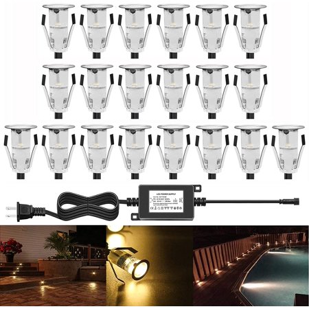 0.7" Tiny Recessed LED Deck Lighting Kits 12V Warm White Waterproof ...