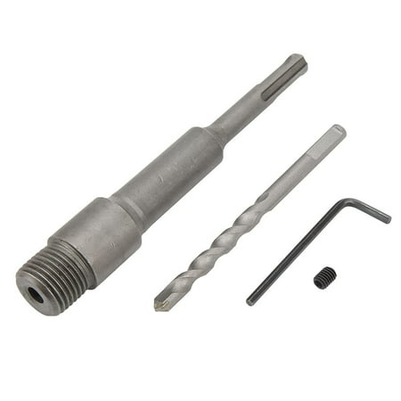 Electric Hollow Core Drill Bit Shank 155mm Silver Round Adapter to Connect Hammers and Impact ...