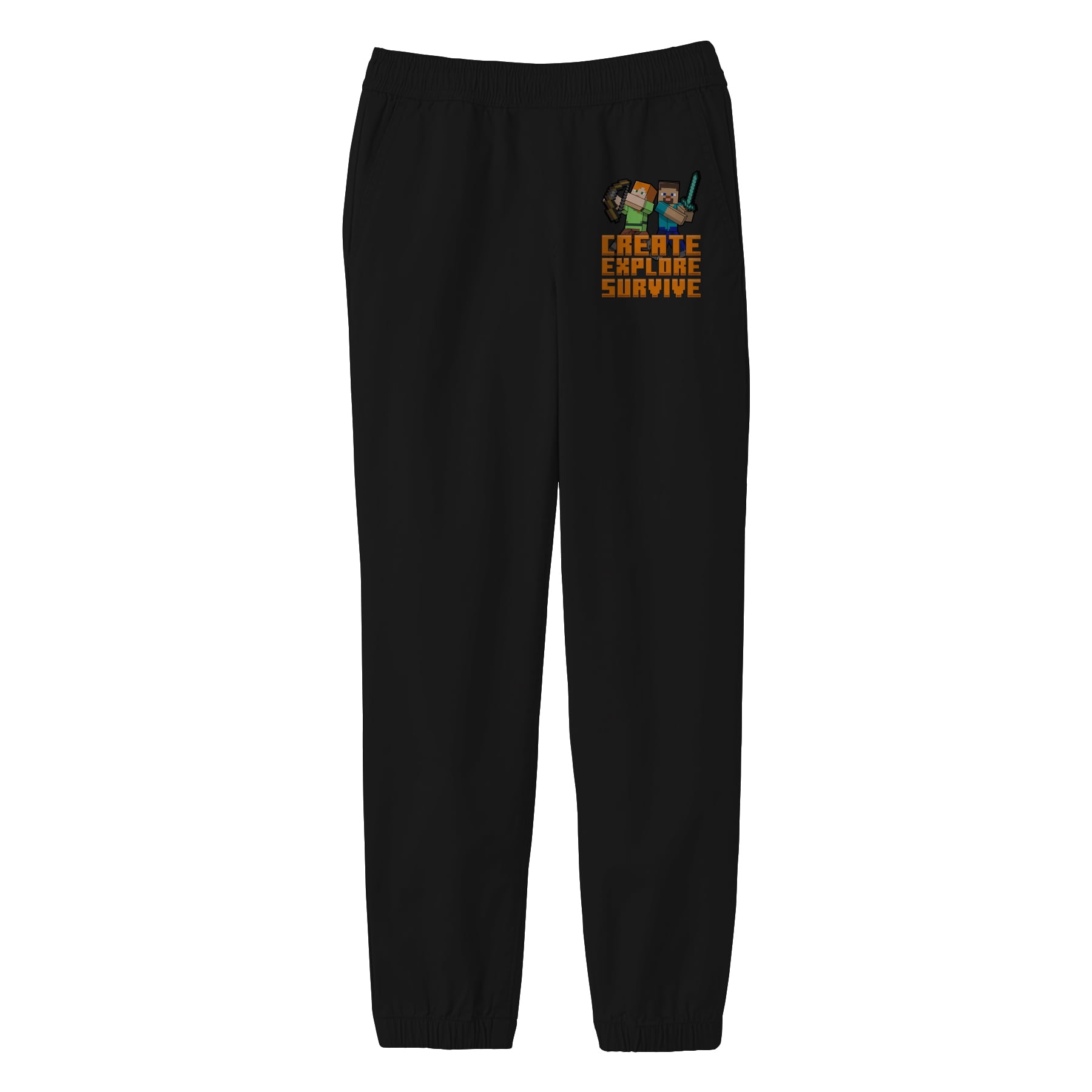 Minecraft Create Explore Survive Youth Black Graphic Jogger Pants ...