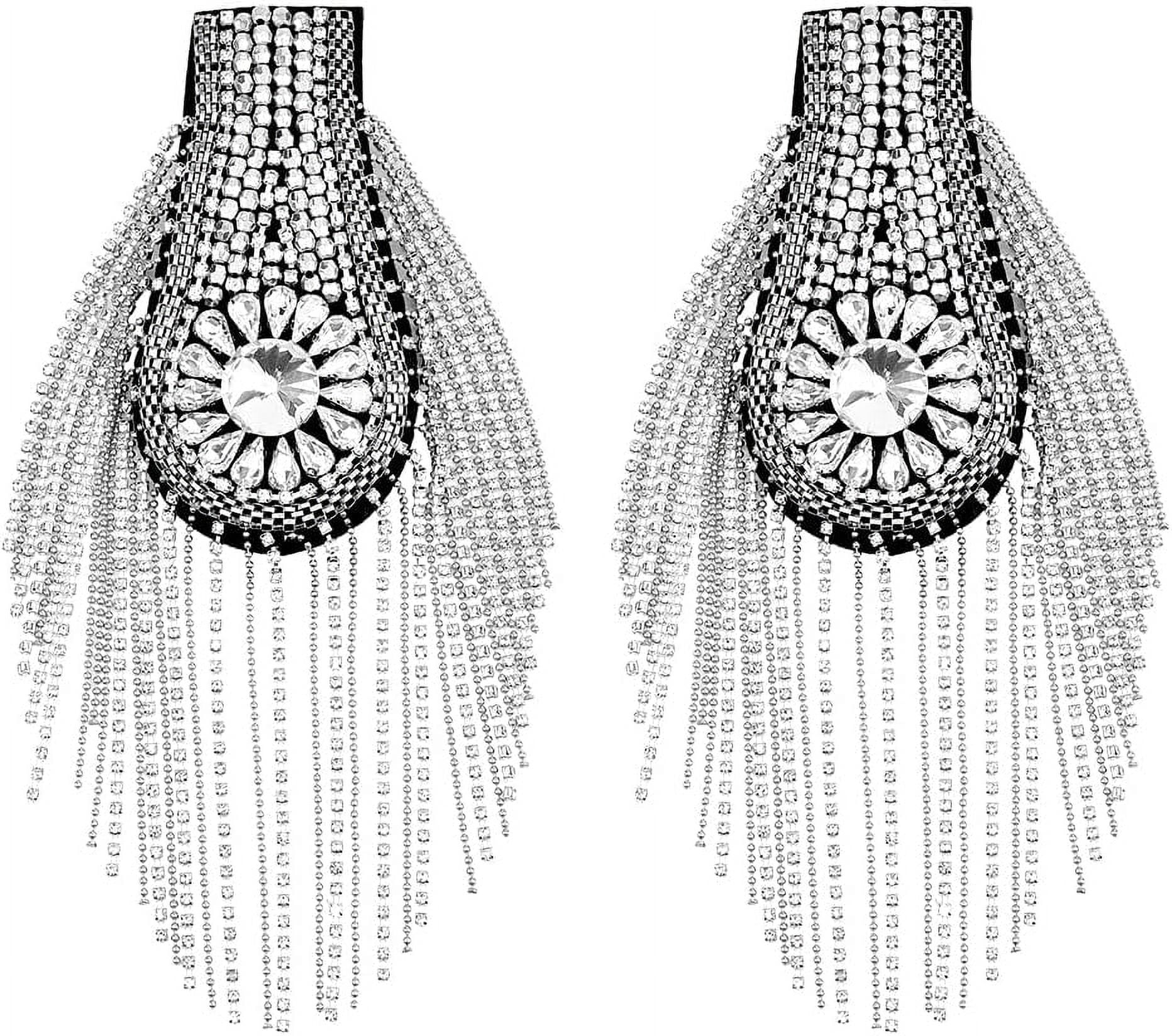2 hombreras con borlas, diamantes de imitación platino y flecos ...