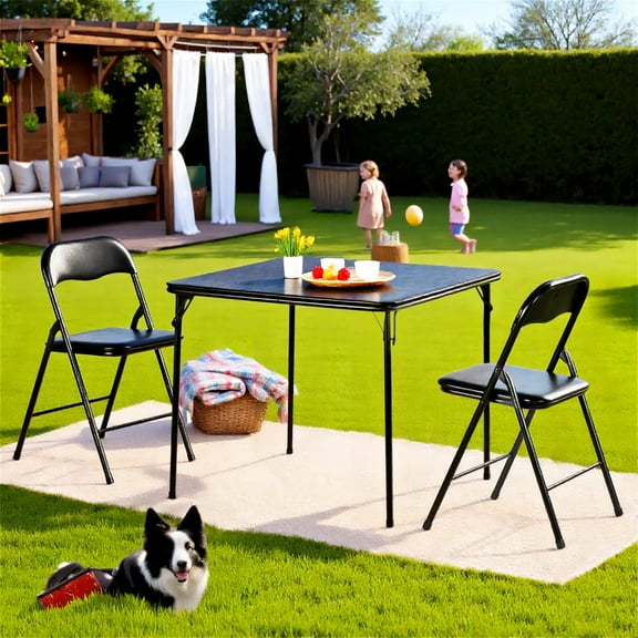 Homy Casa 3-Piece Folding Dining Set with 33.9in Square Table and 2 ...