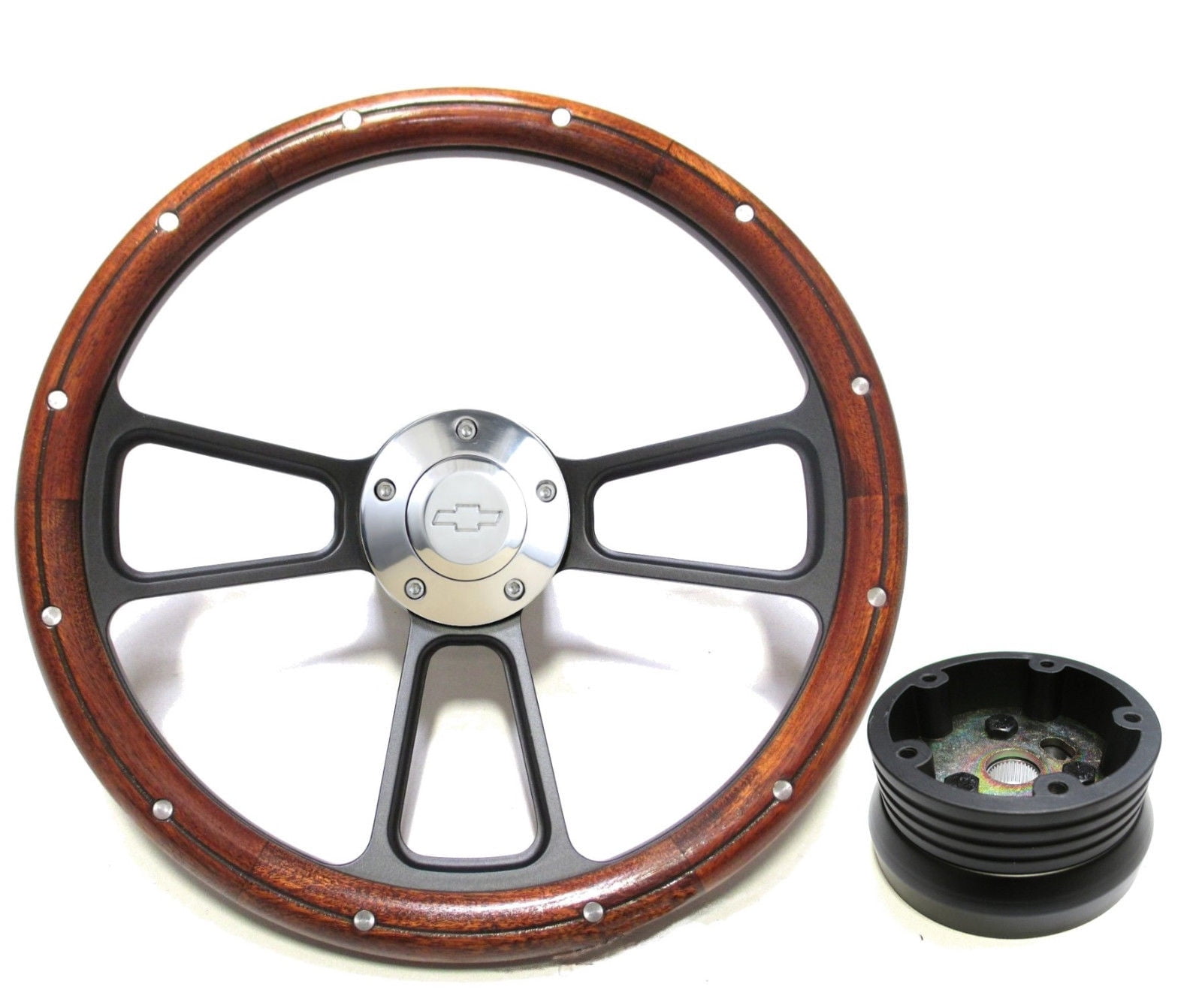 1955 -1956 Chevy Bel Air, Nomad Custom Wood & Billet Steering Wheel ...