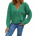 Aellinatey Women's Button Up Cropped Cardigan Sweaters Chunky Knit Long ...