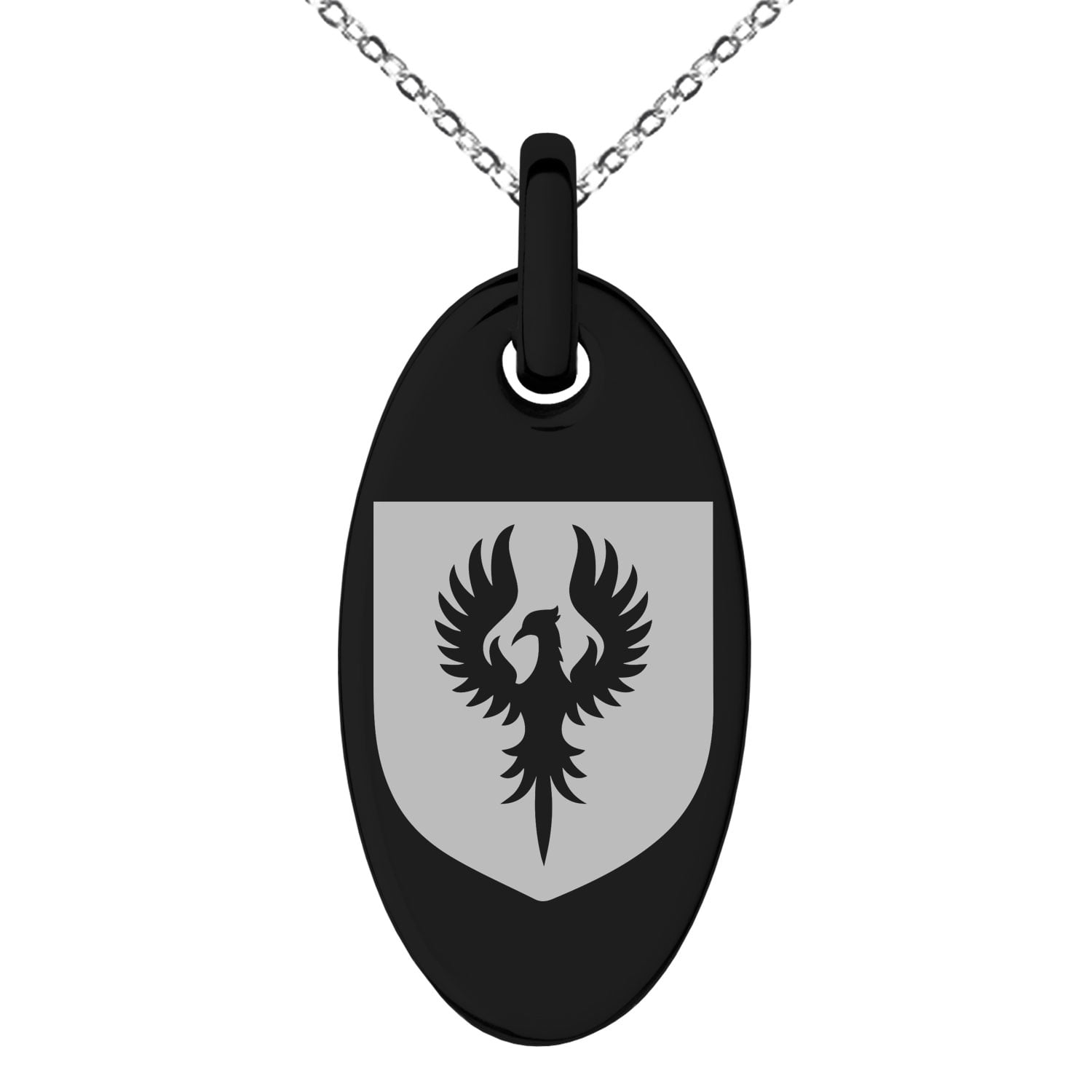 Stainless Steel Phoenix Resurrection Coat of Arms Shield Engraved Small ...