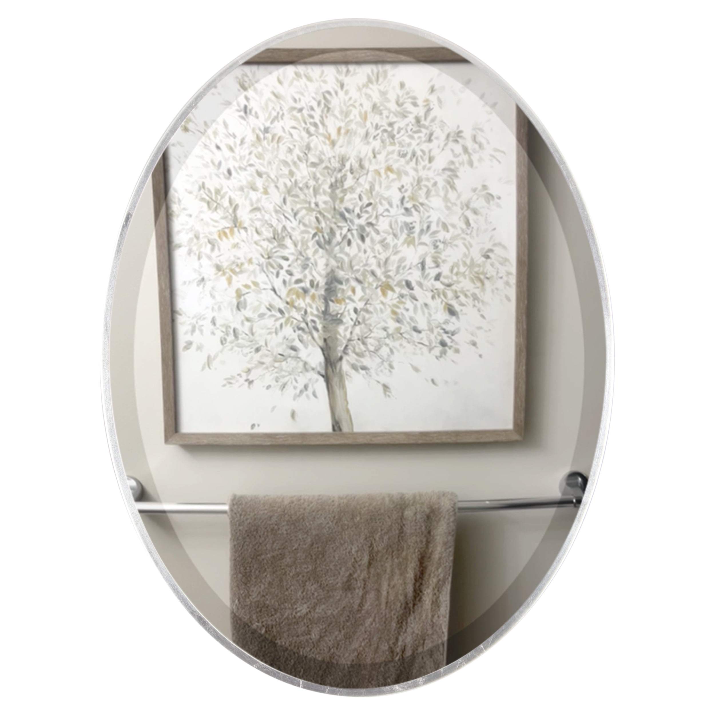 OVALCREST - Singapore Framed Floating Oval Mirror - Silver Leaf Brown ...