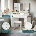 RichYa Modern Corner Vanity Set with LED Lighted Mirror, Drawers ...