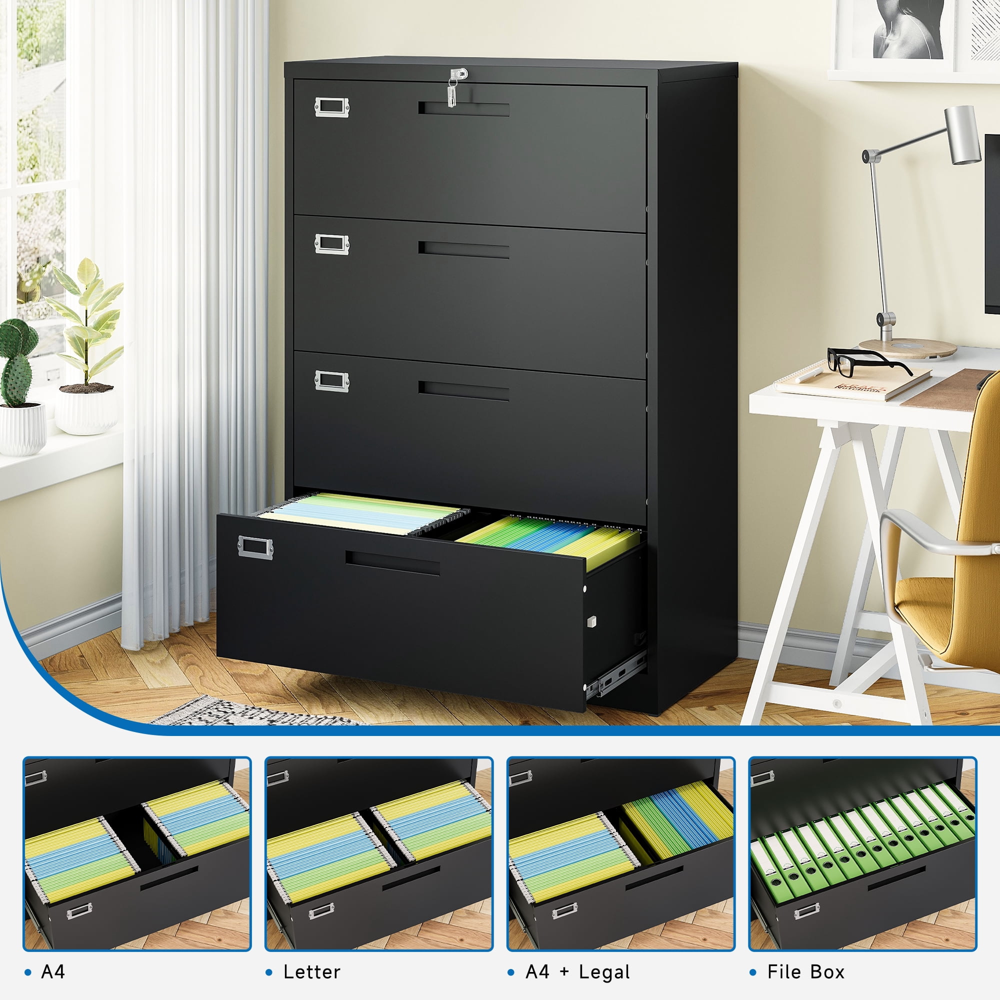 Fesbos Metal Lateral File Cabinets with Lock, 4 Nepal | Ubuy