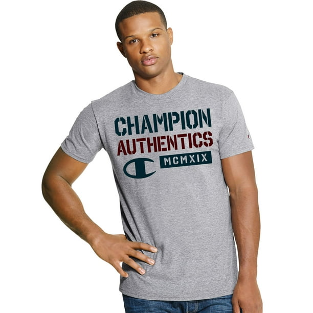 Champion Men`s Authentic Powerblend Graphic T-Shirt, XL, Champ Navy ...