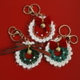 Christmas-themed handmade woven wreath keychain, yarn crocheted holiday ...