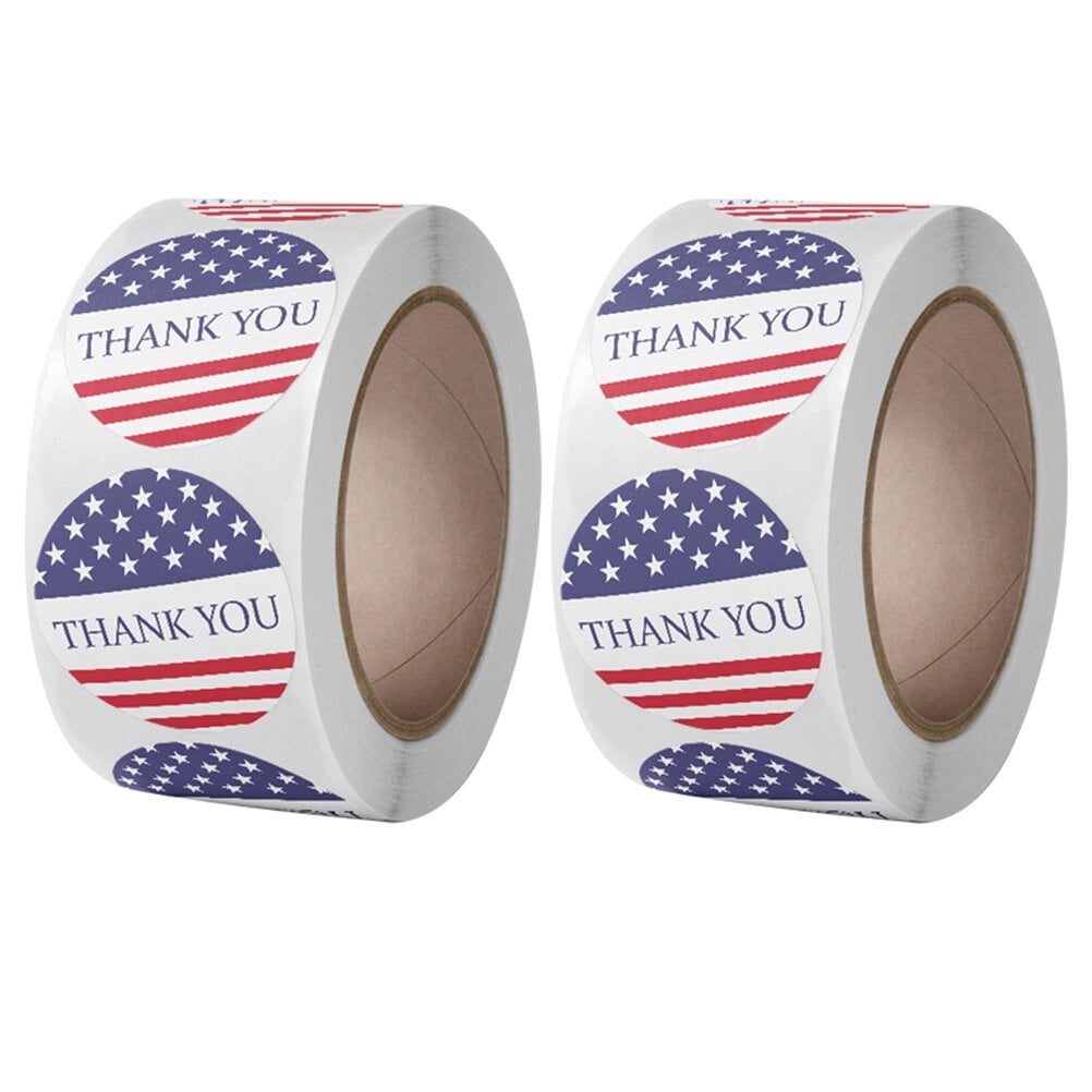 2 Rolls of 1000Pcs USA Flag Stickers Patriotic Flag Decals Round ...
