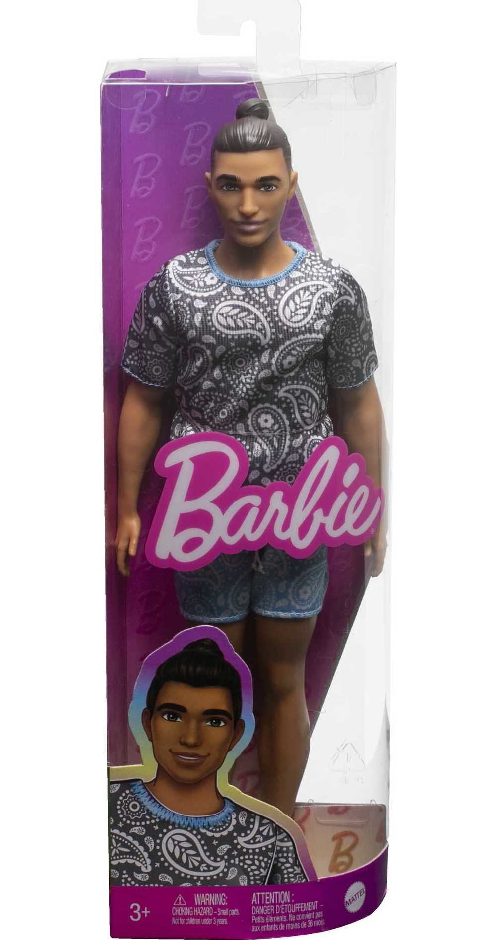 Ken Doll, Barbie Fashionistas, Brown Hair and Paisley Outfit - Walmart.com