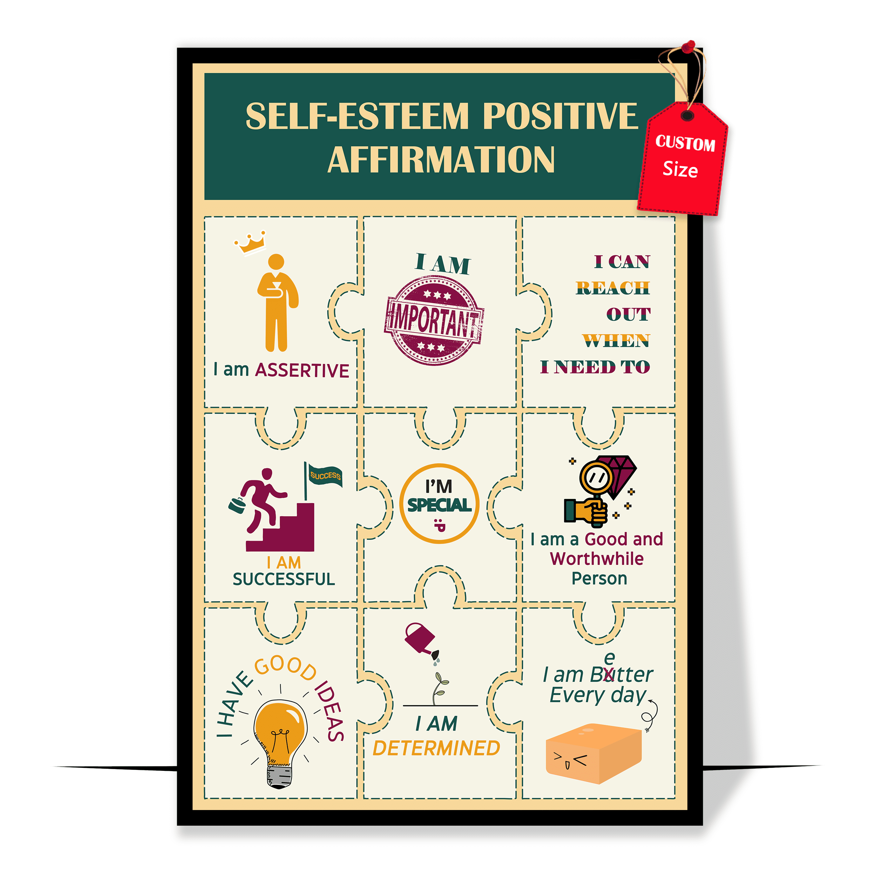 LOLUIS Self-Esteem Positive Affirmations Poster, Mental Health Posters ...