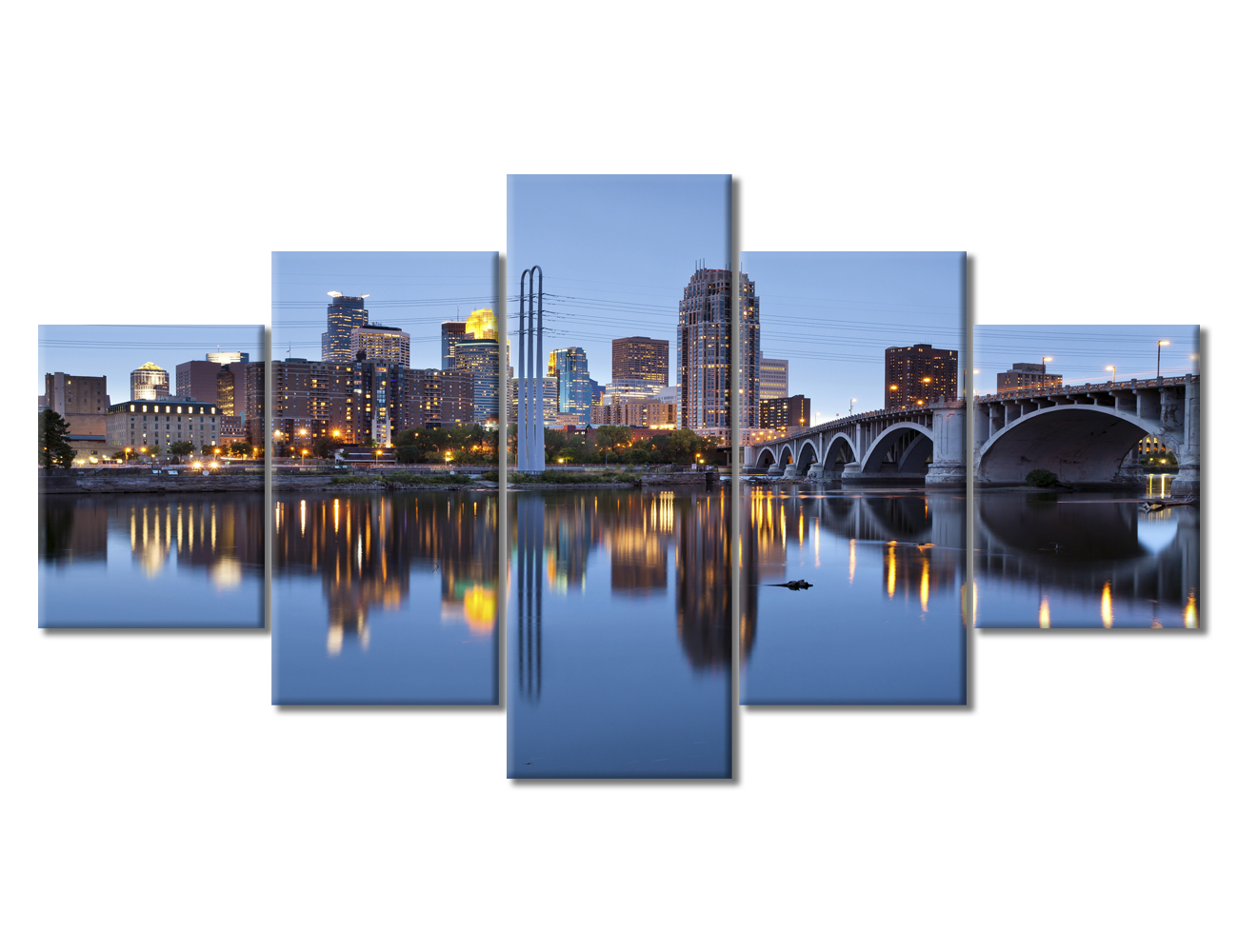 TISHIRON 5PCS Framed Canvas Wall Art Set,60"x32" Mississippi River ...