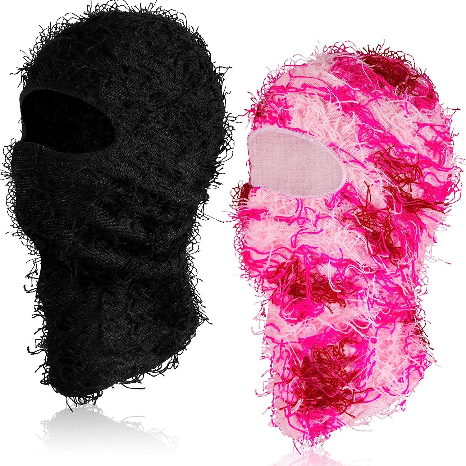 Viworld 2 Pack Distressed Balaclava Ski Mask Full Face Knitted ...