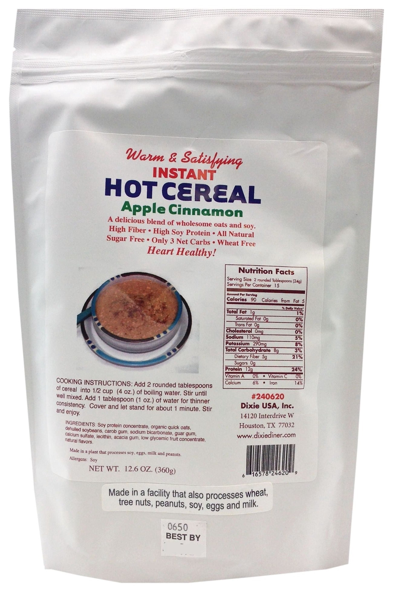 Dixie USA Carb Counters Hot Cereal (12.6 oz.) Flavor: Apple Cinnamon ...