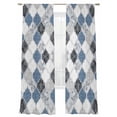 Blue Moroccan Plaid Sheer Curtains 84 inches Long, Modern Abstract ...