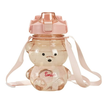 Kawaii Bear Straw Water Bottle, Leak-proof Cute Plastic Water Bottles ...
