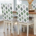 Abstract Grid Chair Back Covers Set of 6, Boho Green Grey Geometric ...