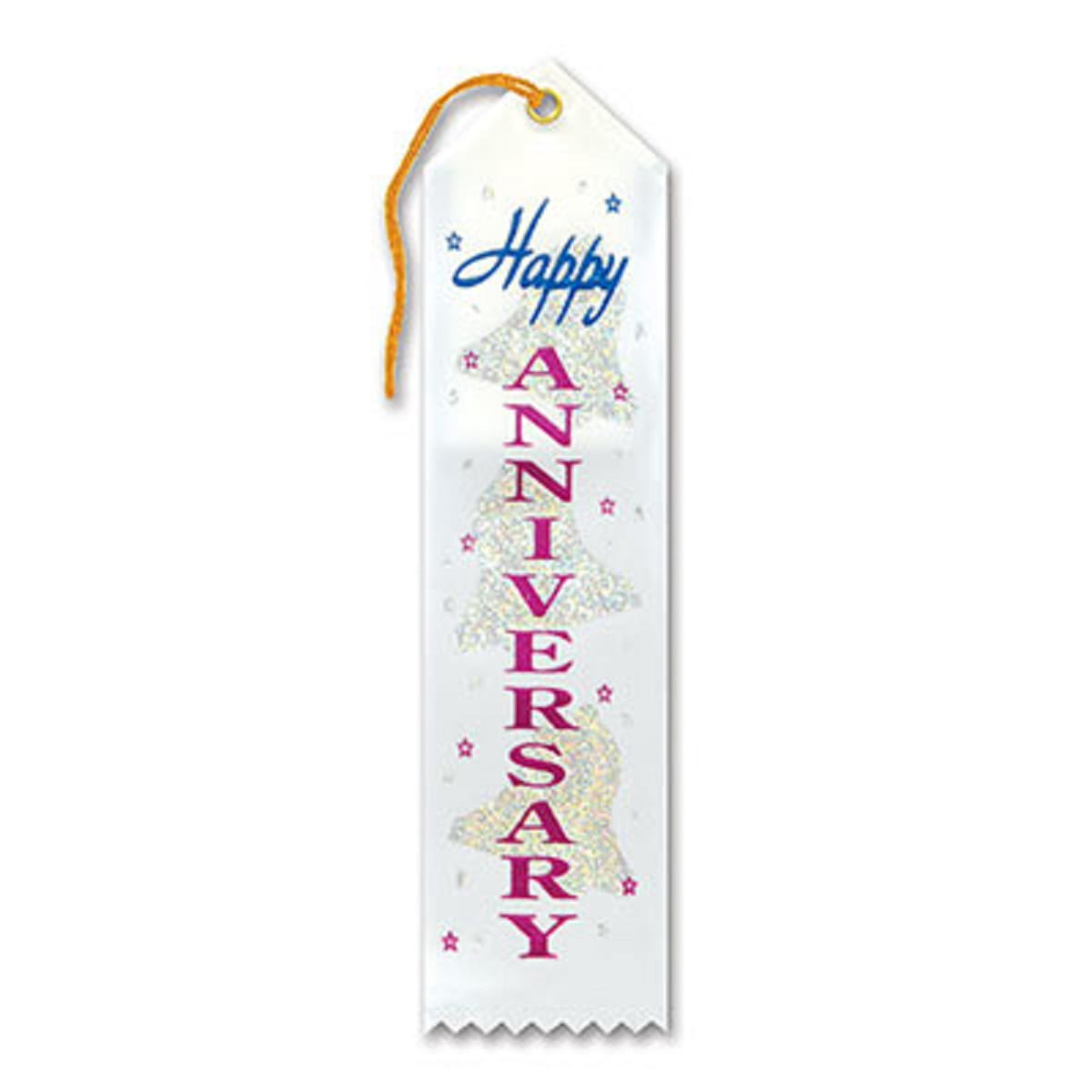 Beistle Pack of 6 White "Happy Anniversary Award" School Award Ribbon ...