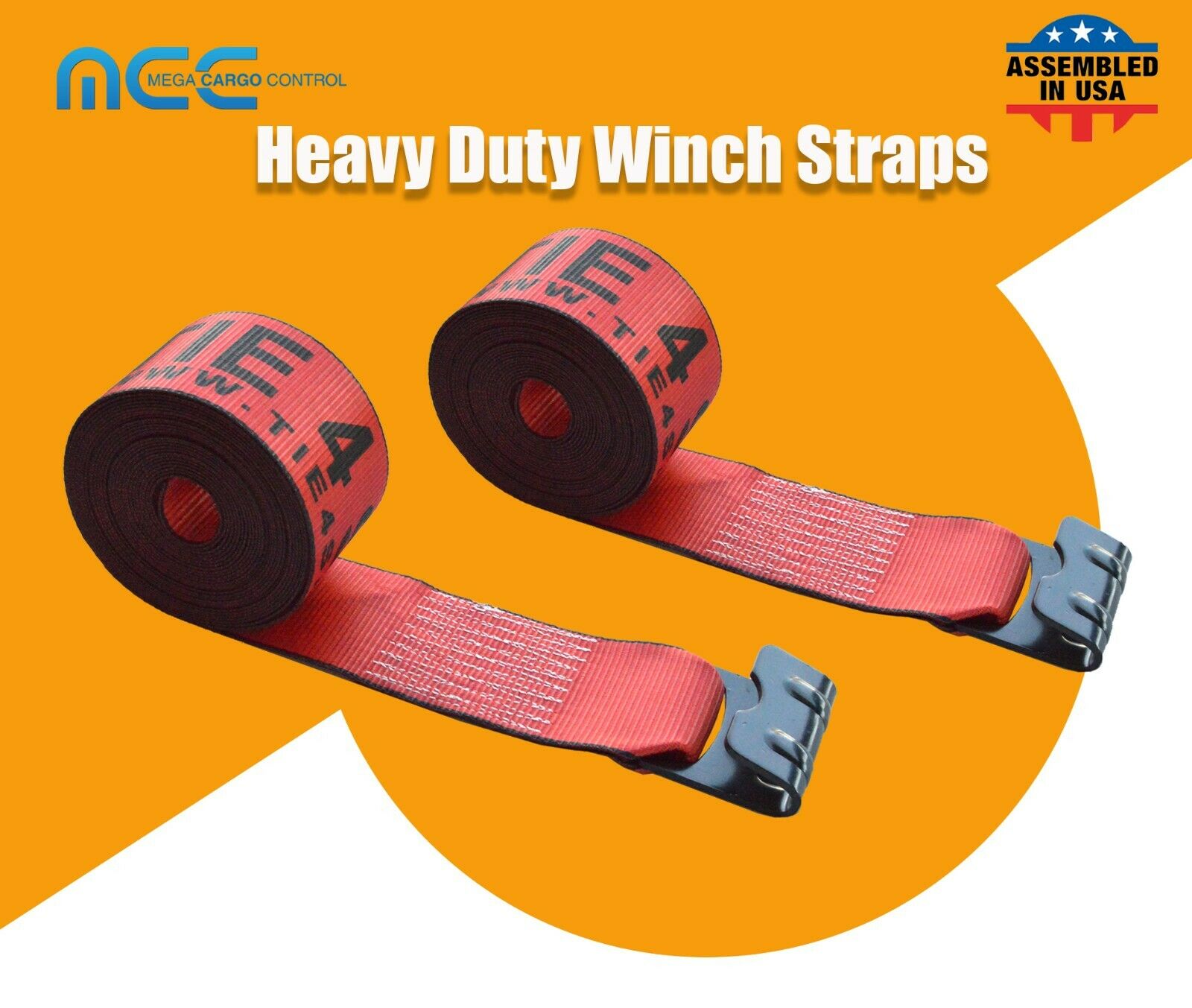 Mega Cargo Control USA 2 Pack Heavy Duty 4 X 60 Winch Tie Down Strap Mega Cargo Control USA 2 Pack Heavy Duty 4 X 60 Winch Tie Down Strap