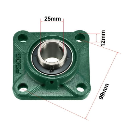 UCF205 Square Flanged Pillow Block Bearing, 25mm Bore Diameter, Cast Iron | Walmart Canada