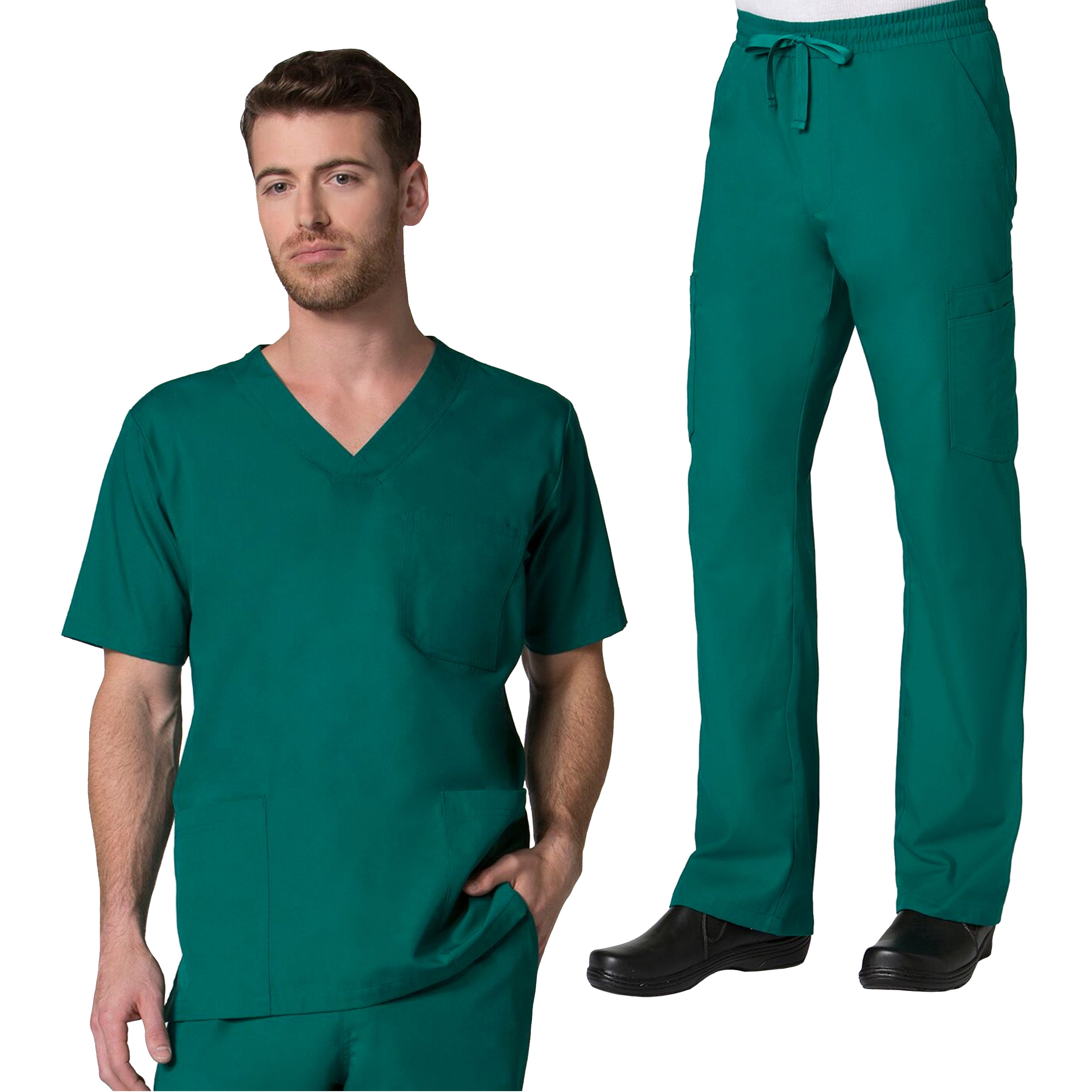Maevn RED PANDA Men's 3-Pocket V-Neck Scrub Top & Full Elastic 10 ...