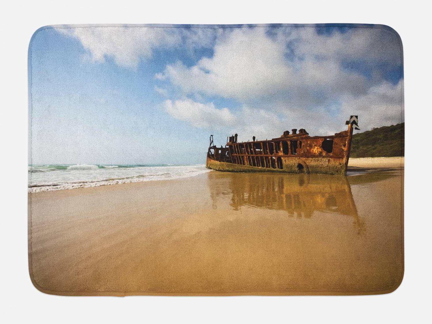 Shipwreck Bath Mat, Antique Rusty Pirate Ship Wreck on the Coast in ...