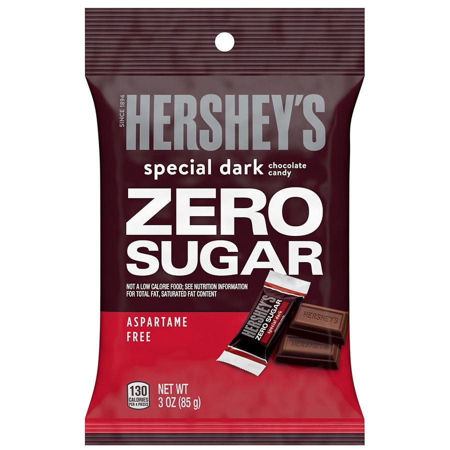 Hershey's Zero Sugar Chocolate Candy Bars Bag Special Dark 3.0oz Pack ...