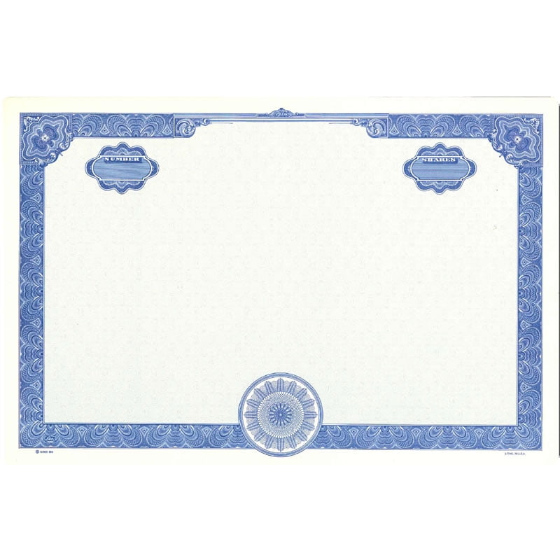 Goes 858 Blank Stock Certificate, Coporation Certificates, Size 8-1/2 ...