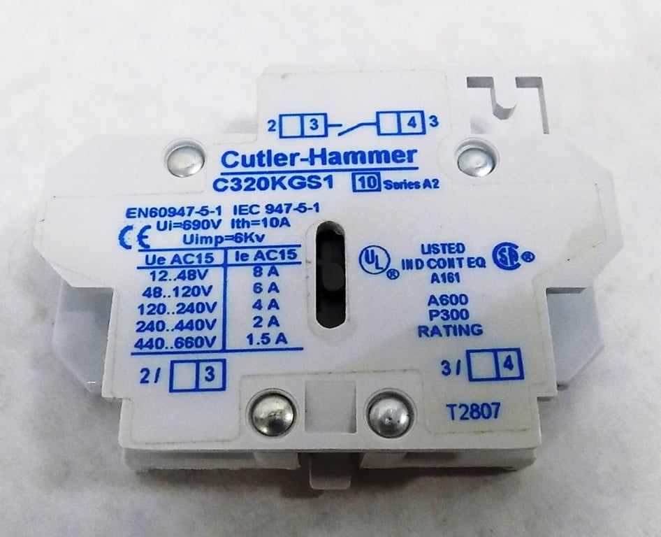 EATON C320KGS1 Cutler-Hammer Auxiliary Contacts,1NO,Side Mnt,Size00-2 ...