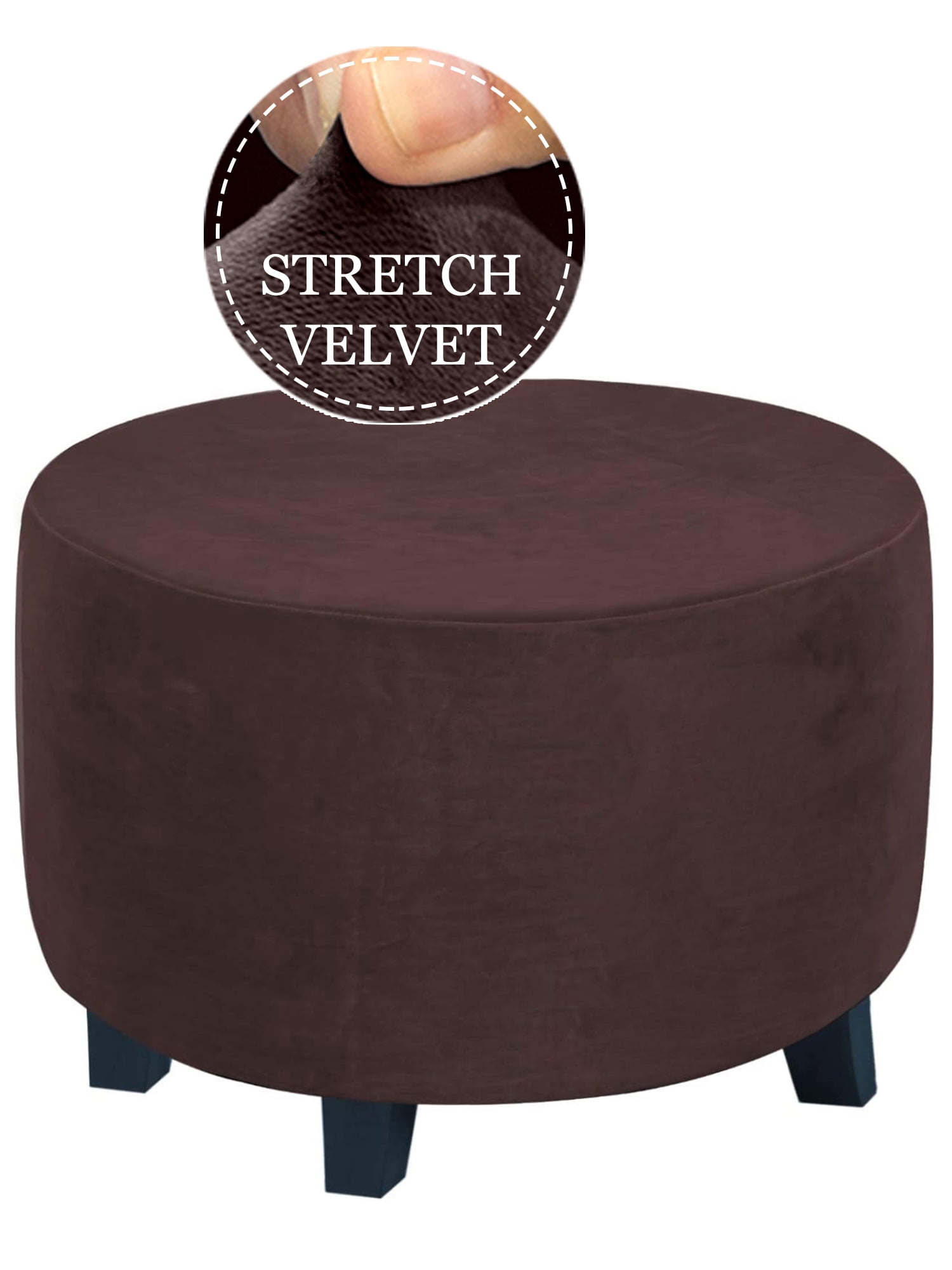 KBOOK Round Ottoman Slipcover Velvet Ottoman Covers Living Room ...