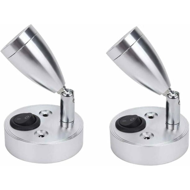 2 pieces 12V LED Spotlight Bedside Wall Reading Lamp Adjustable Switch ...