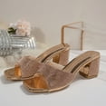 Xfvqtps Womens Glitter Mule Sandals Open Toe Block Heel Slide On Dress ...