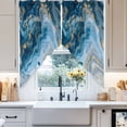 Blue Gradient Marble Swag Kitchen Curtain Valances, Abstract Gold Ombre ...