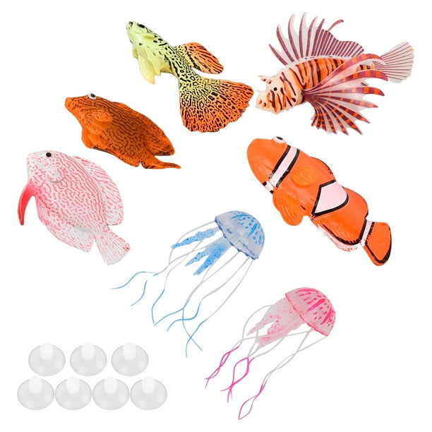 Aquarium Ornaments,7pcs Fish Tank Floating Aquarium Artificial Silicone ...