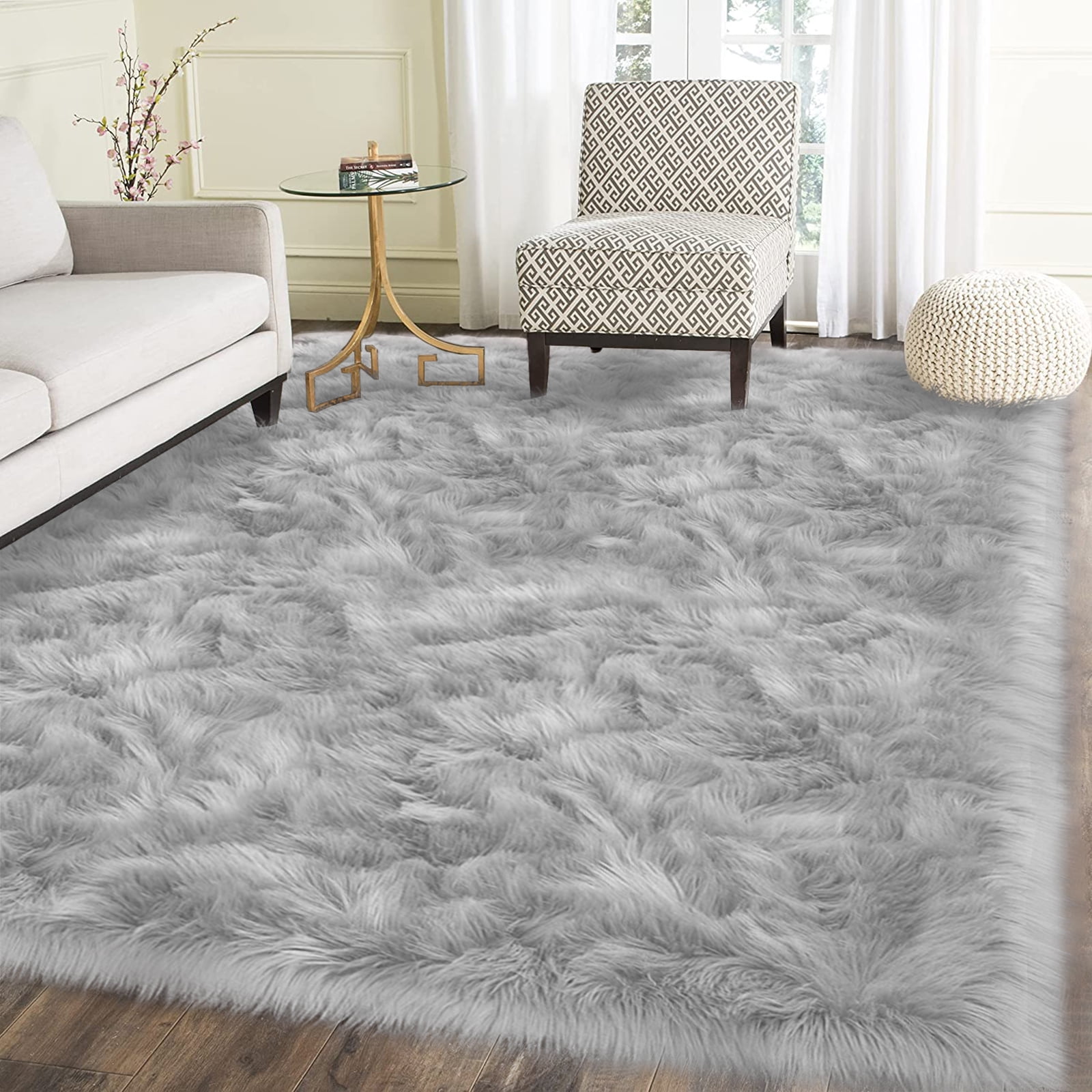 Latepis 6x8 Area Rug, Faux Fur Sheepskin Rug for Living Room, Fluffy ...
