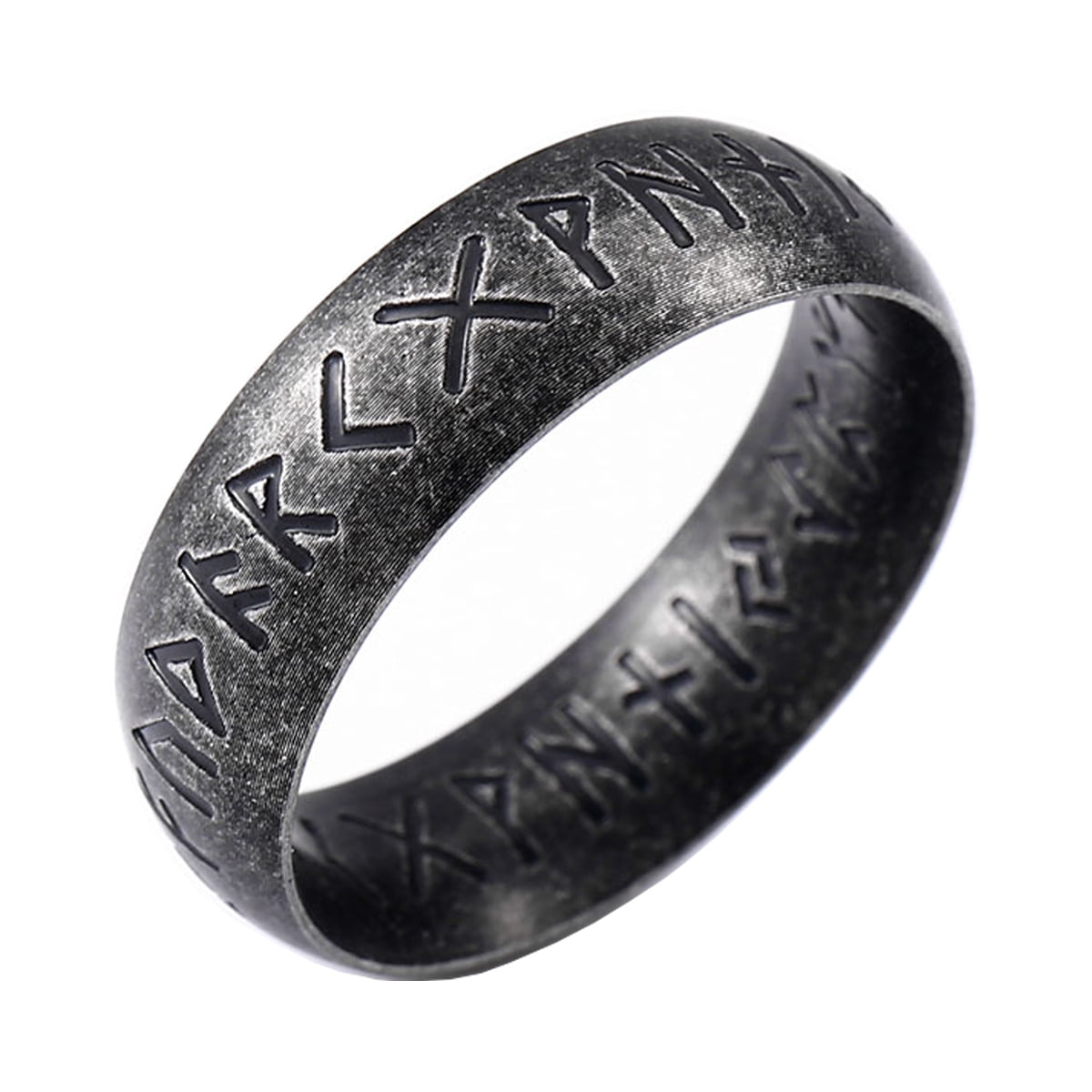 Buy Futhark Ring Nordic Viking Jewelry Black Norse Rune Rings for Men ...