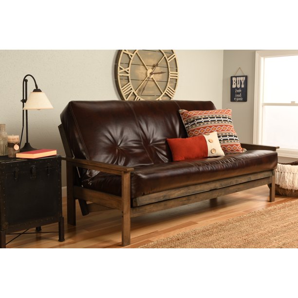 Albany Futon in Rustic Walnut Finish, Multiple Colors - Walmart.com
