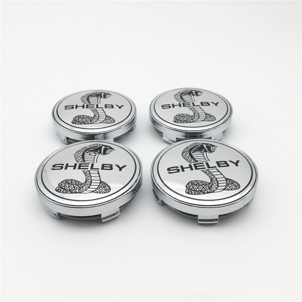 4 Pieces 60mm ABS Aluminum Silver black Shelby Car Custom Rim Chrome ...