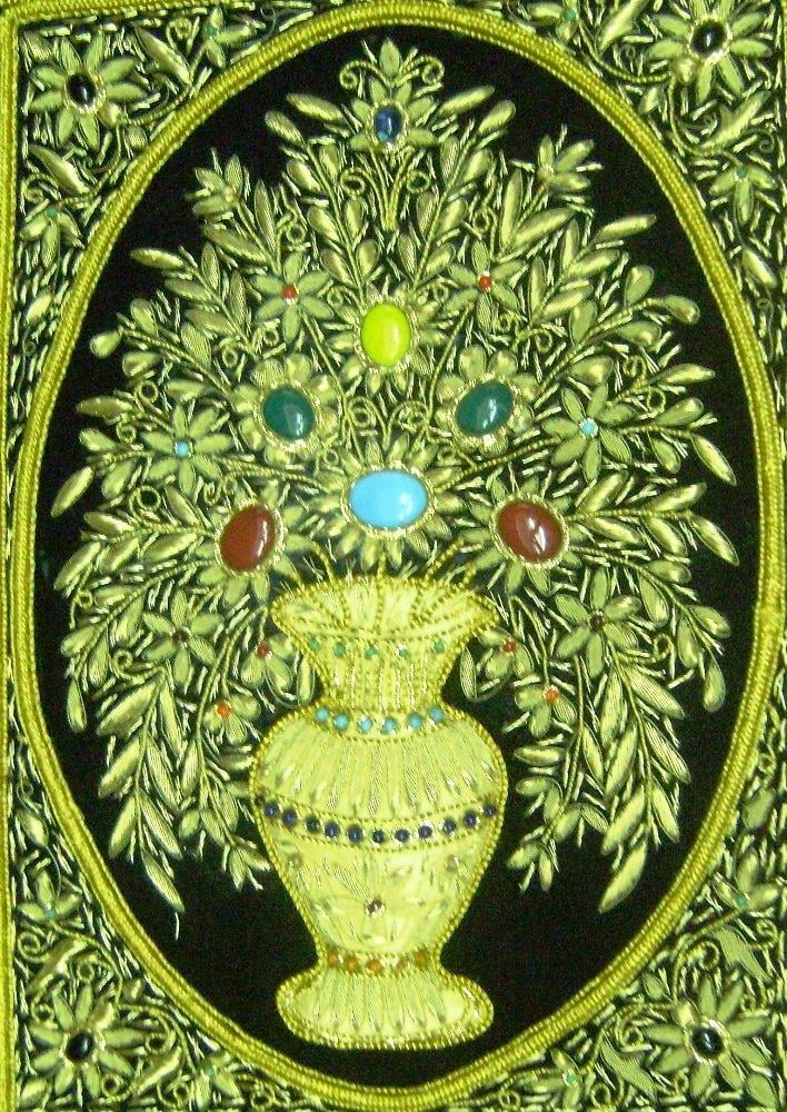 LIGHTAHEAD® HANDMADE ZARDOZI JEWEL STONE KASHMIR GOLD THREAD JEWELED ...