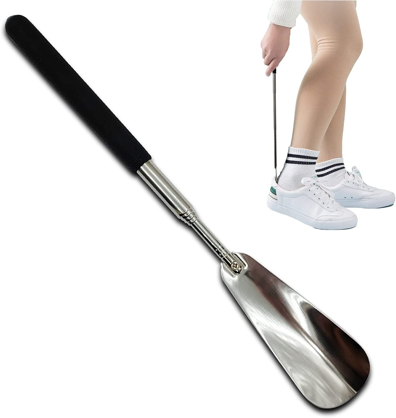 Long Handled Metal Shoe Horn, iPstyle Adjustable Shoe Lifter for Men ...