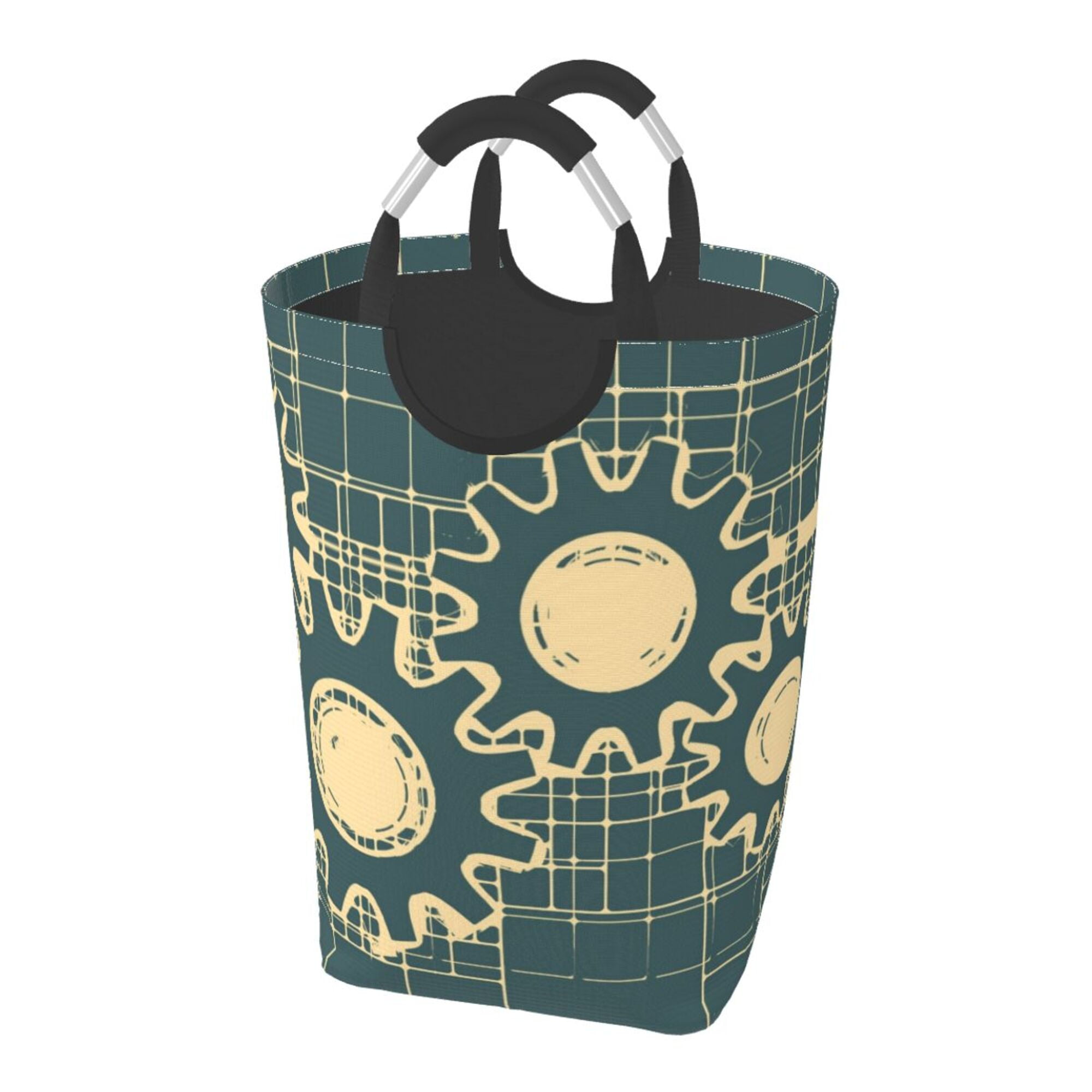 DouZhe 50L Rectangular Laundry Basket, Blue Gears Mechanics Prints ...